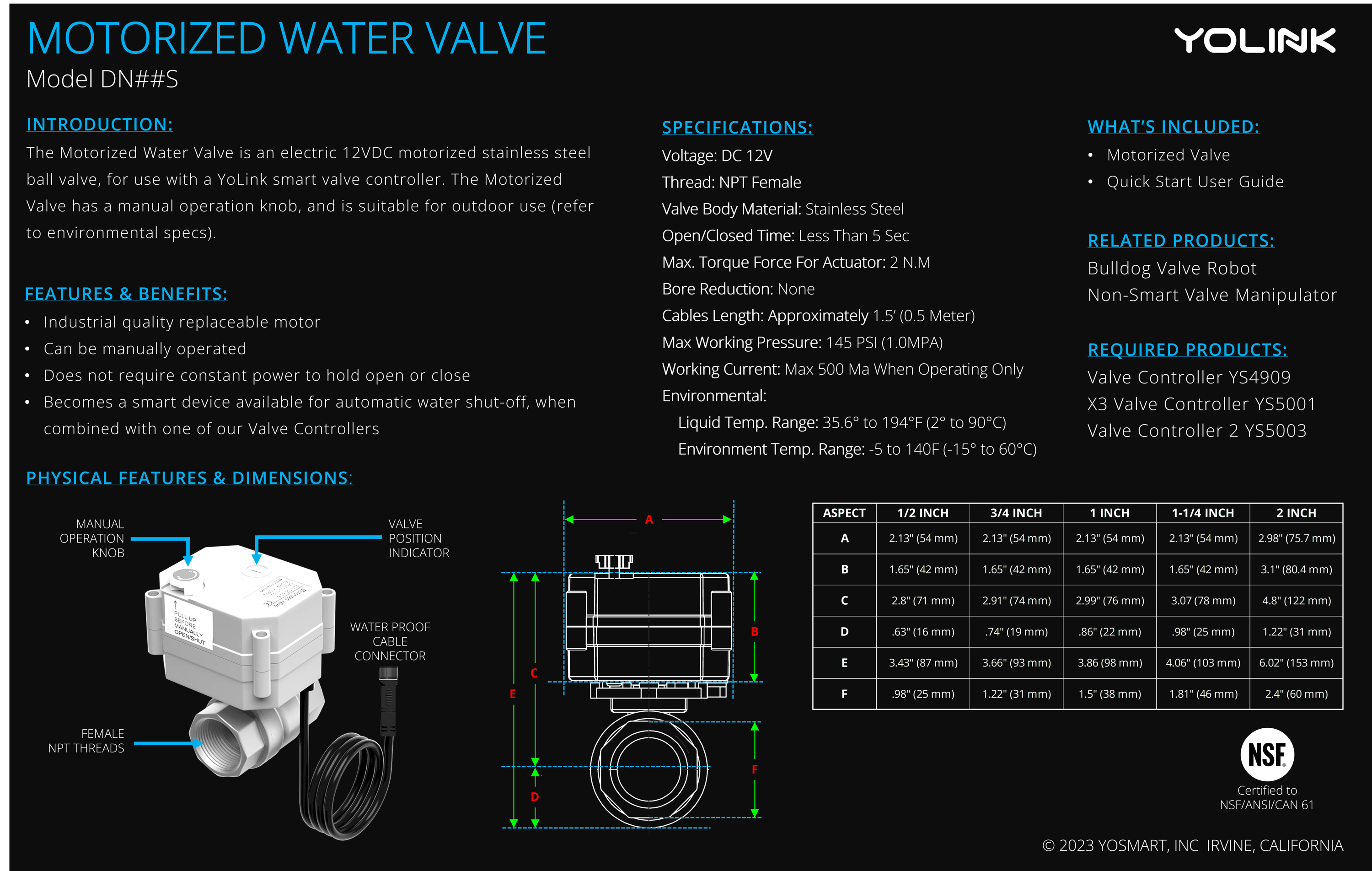 X3 Valve Controller & 3/4-Inch DN Series Stainless Steel Motorized Val – YoLink